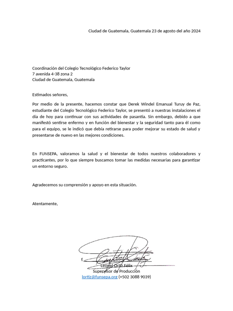 Carta enfermedad Derek | PDF