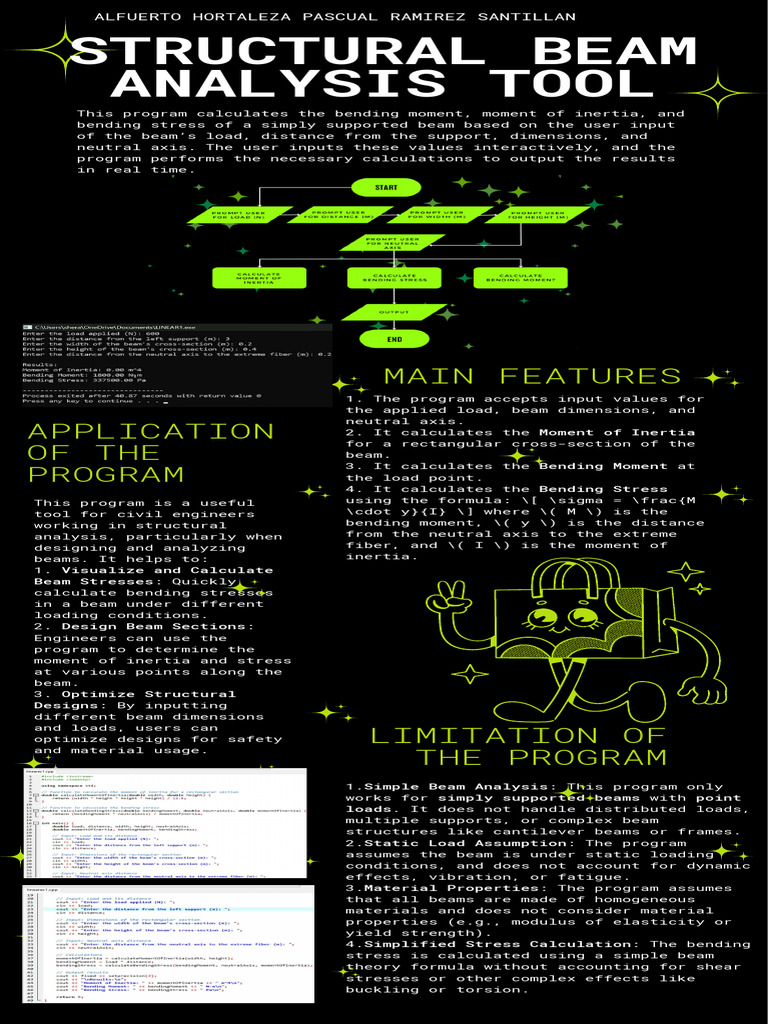 Structural Beam Analysis Tool Poster | PDF | Bending | Beam (Structure)