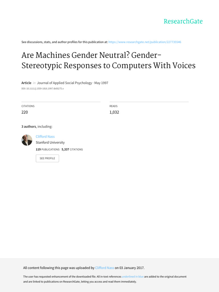 Are Machines Gender Neutral Gender Stere | PDF | Stereotypes | Gender