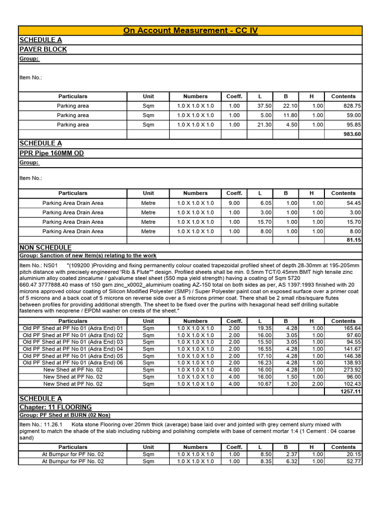 Measurement CC IV | PDF | Concrete | Building Materials