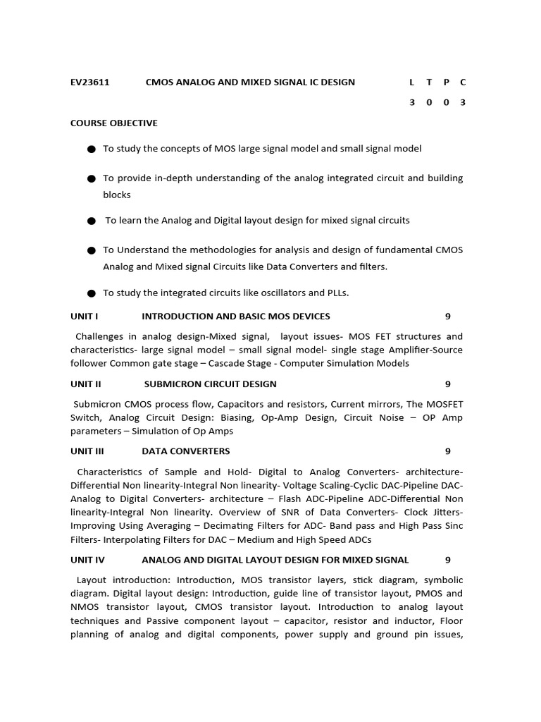 CMOS Analog & Mixed Signal IC Design | PDF | Mixed Signal Integrated ...