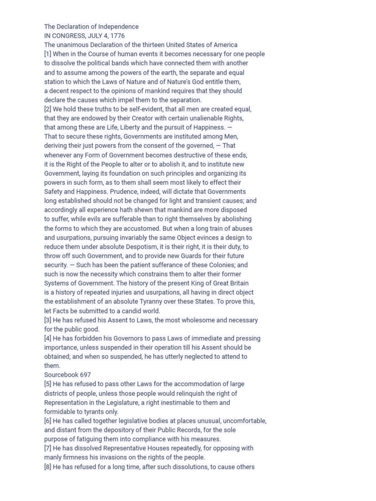 The Declaration of Independence | PDF | United States Declaration Of ...