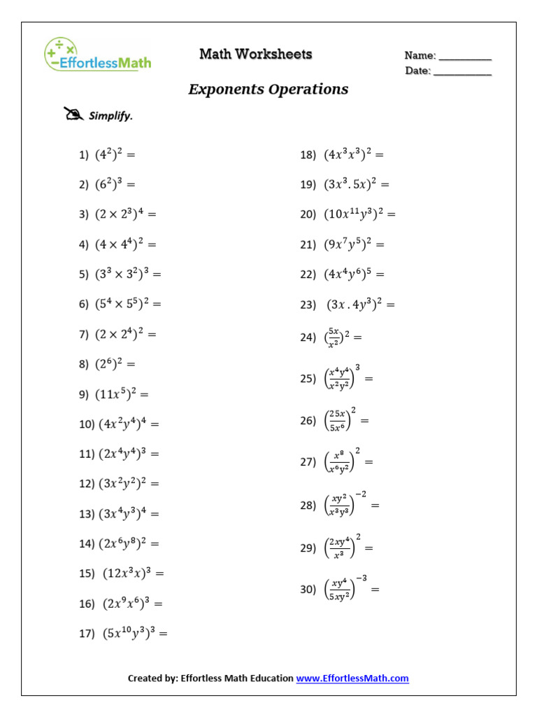 Exponents Operations | PDF