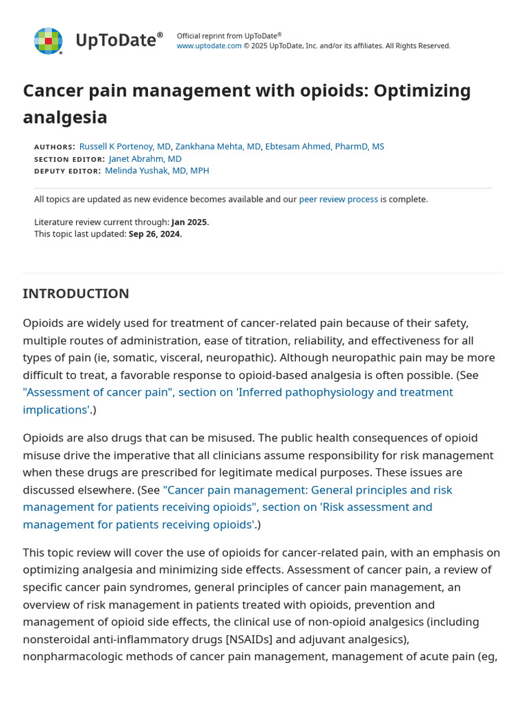 Cancer pain managem with opioids_Optimizing analgesia - UpToDate_2025 ...