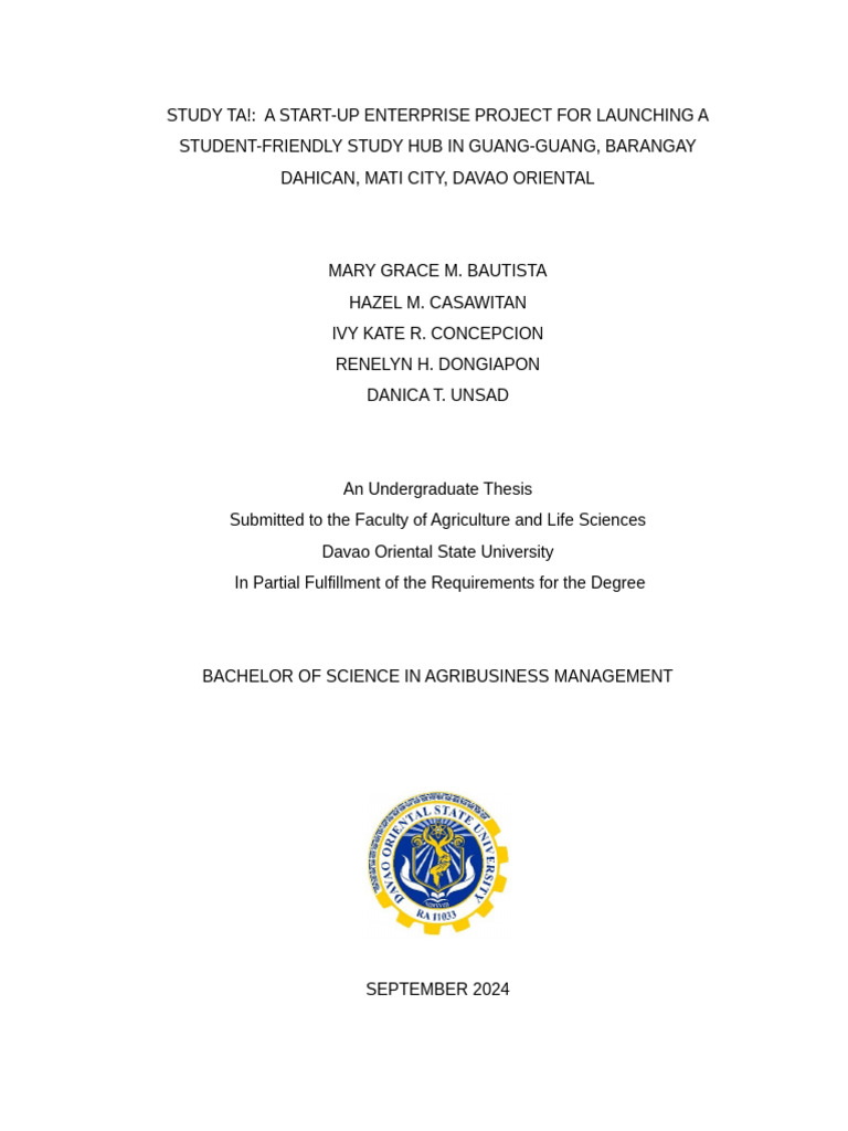 Study Ta! Hub (Thesis) | PDF | Entrepreneurship | Learning