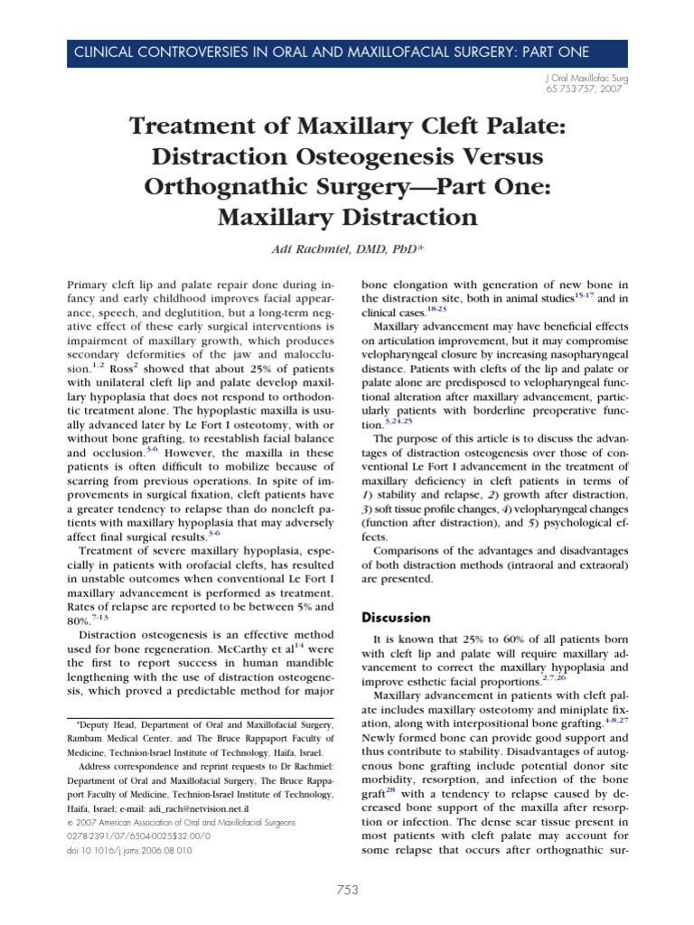 Treatment Maxillary Cleft | PDF | Human Head And Neck | Face