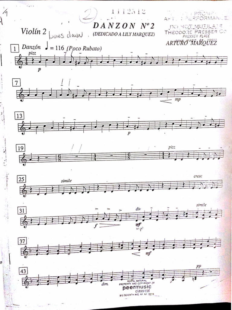 Danzon No 2 VLN 2 | PDF
