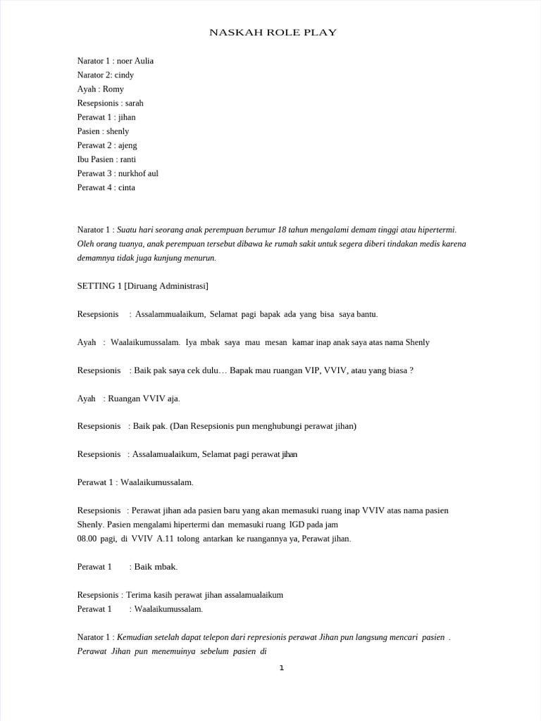 NASKAH ROLE PLAY | PDF