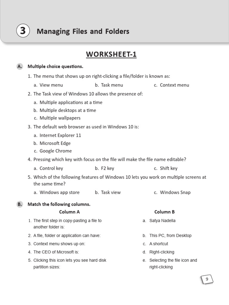 Class 4 Worksheet 3 | PDF | Graphical User Interfaces | Computer Architecture