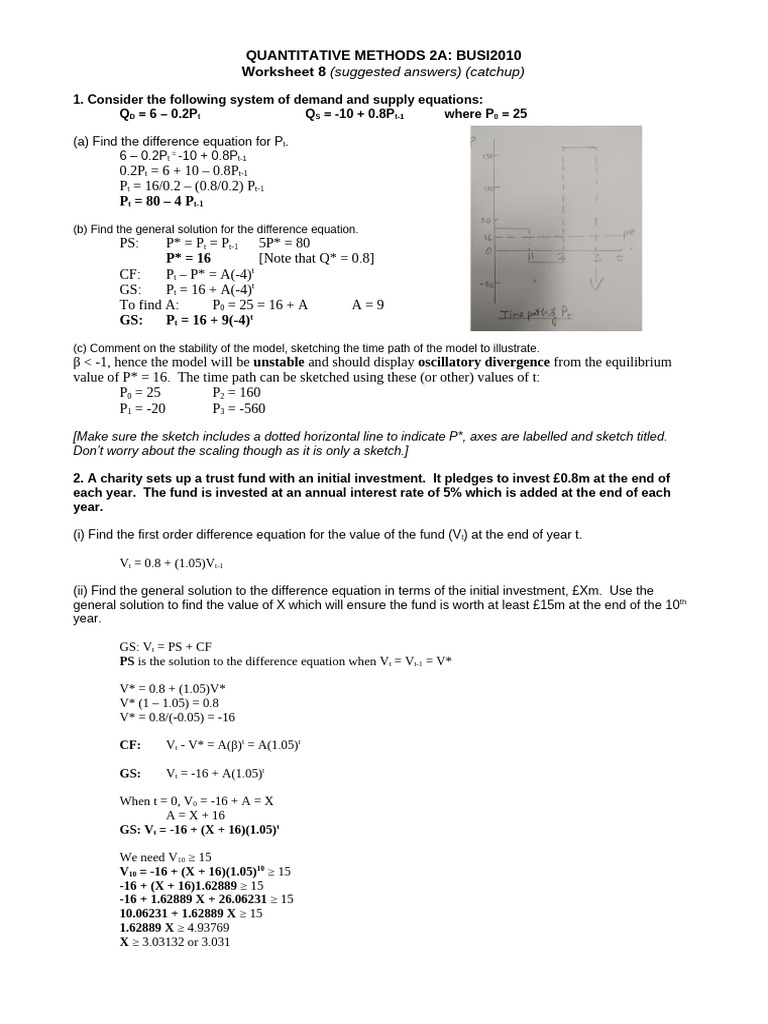 Worksheet 8 Catchup Answers 2022-23 | PDF | Applied Mathematics | Economics