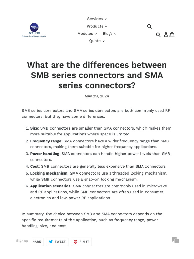 SMA vs SMB Connector Differences | PDF