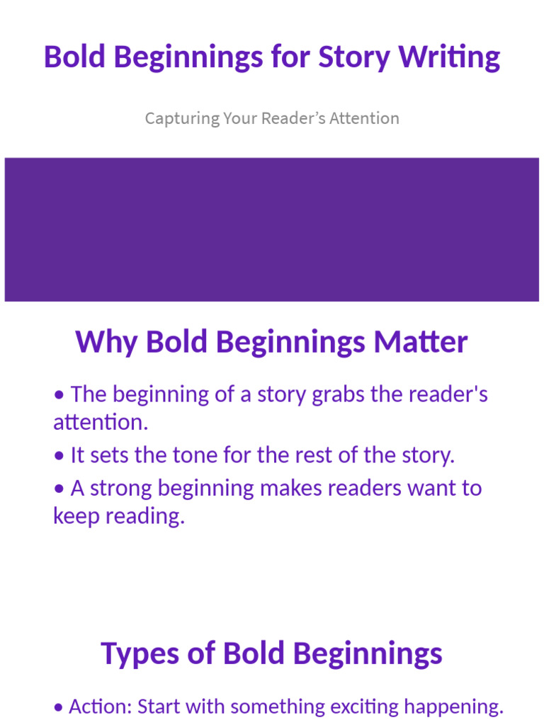 Bold Beginnings For Story Writing | PDF