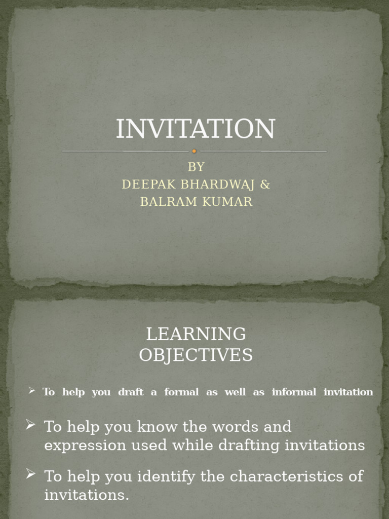 Invitation PPT Script | PDF