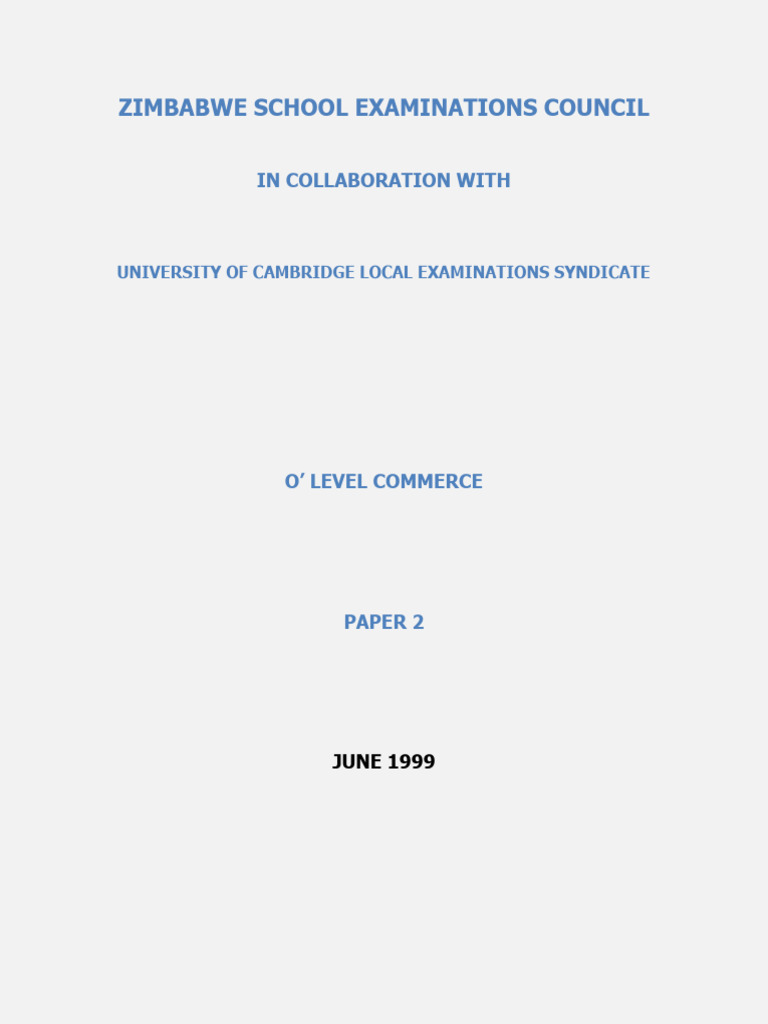 O' Level Commerce Exam Paper 2 - 1999 | PDF | Mail | Commerce