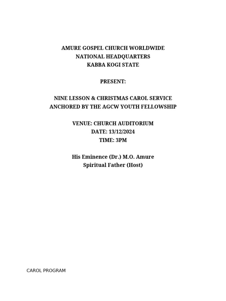 AMURE GOSPEL CAROL | PDF