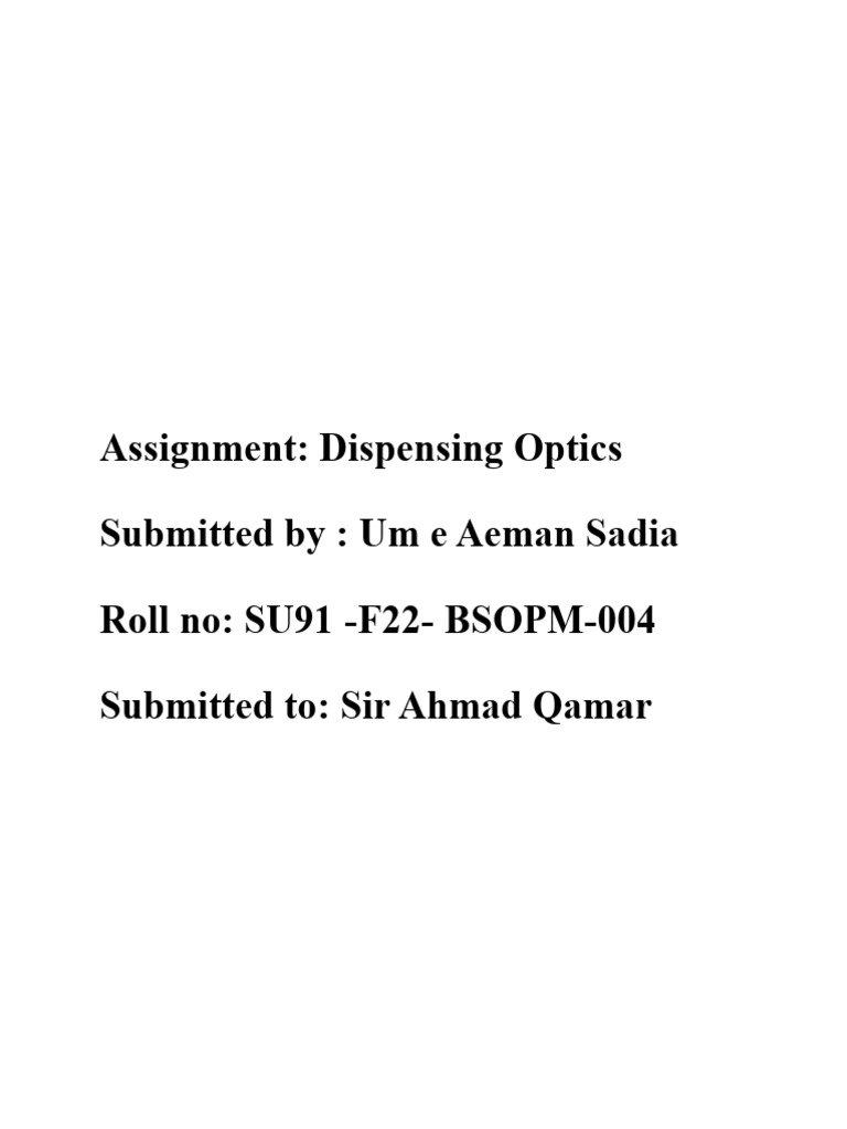 Dispensing Optics Pdf Glasses Light