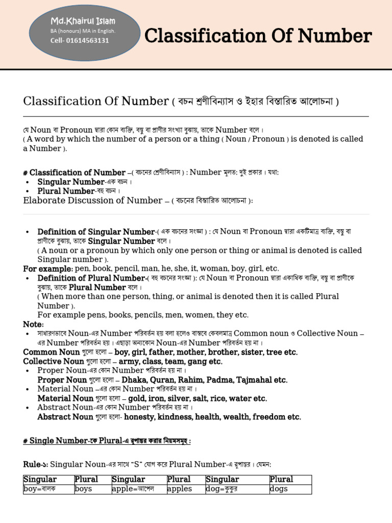 Classification of Number | PDF