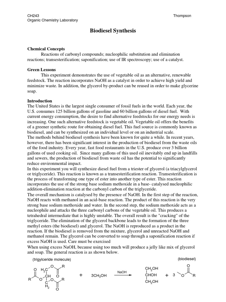 Biodiesel Lab | PDF | Biodiesel | Sodium Hydroxide