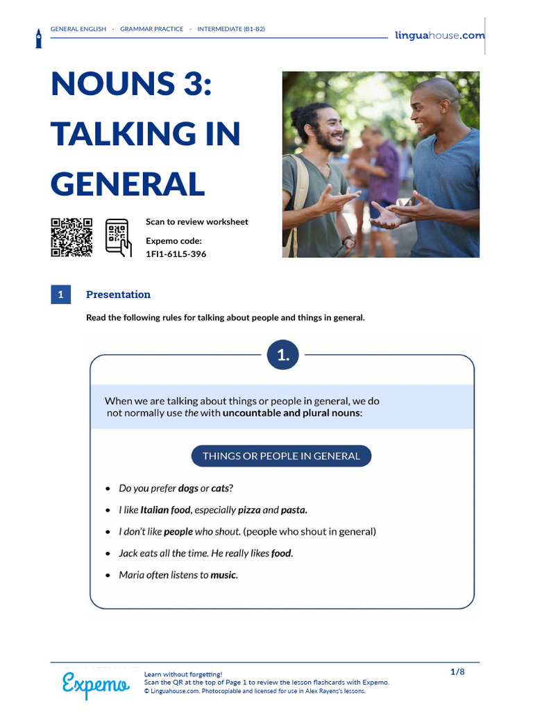 nouns-3-talking-in-general-british-english-teacher-B1-B2 | PDF ...