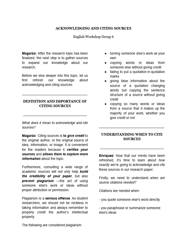 Acknowledging and Citing Sources | PDF | Citation | Apa Style