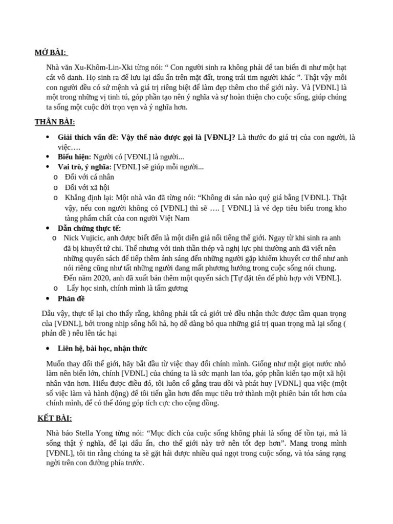 Dàn Bài Văn Hki | PDF