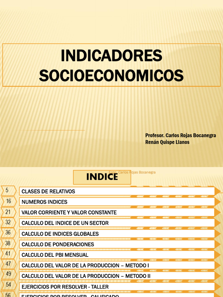 01 Tercera Sesión CLASE VALOR, INDICES COMPUESTOS | PDF | Producto Interno Bruto | Índice de ...