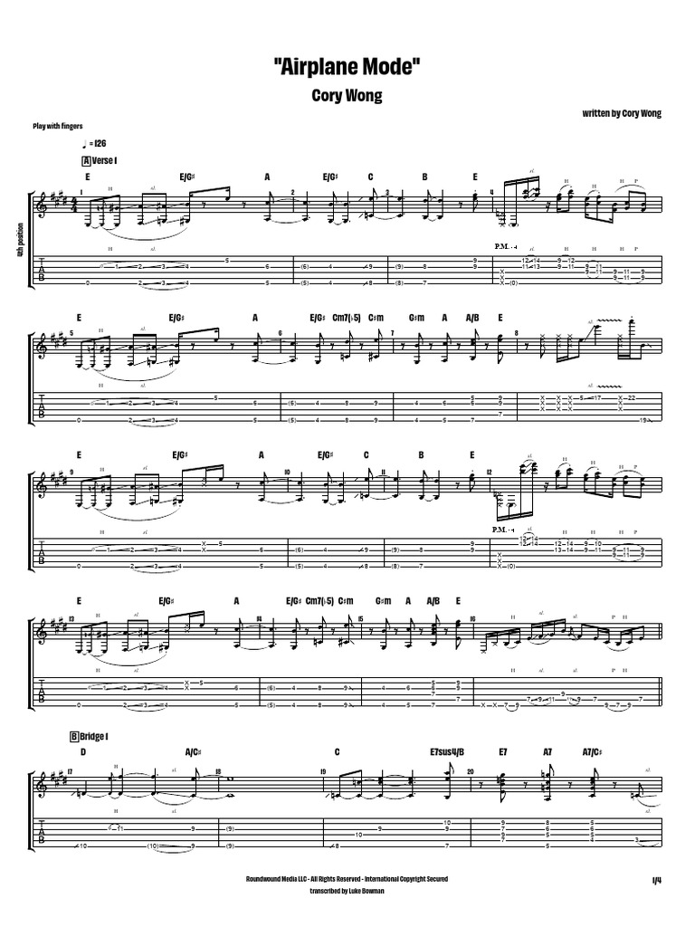 Cory Wong's Airplane Mode Tab | PDF | European Musical Instruments ...