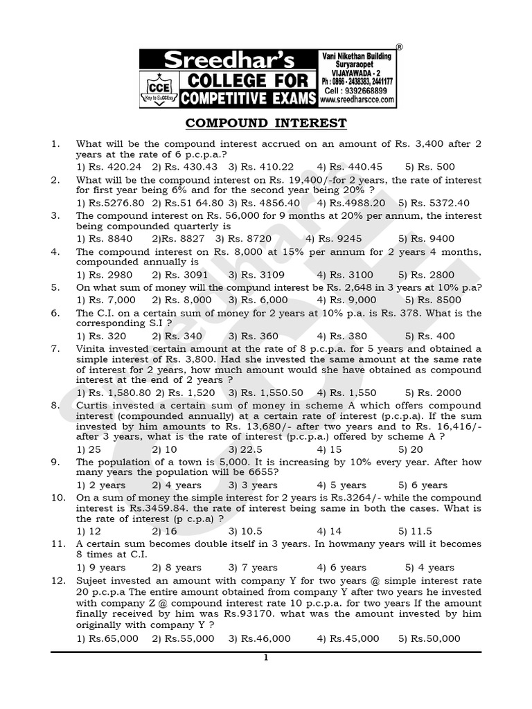 Arithmetic Compound Interest Pdf Interest Compound Interest