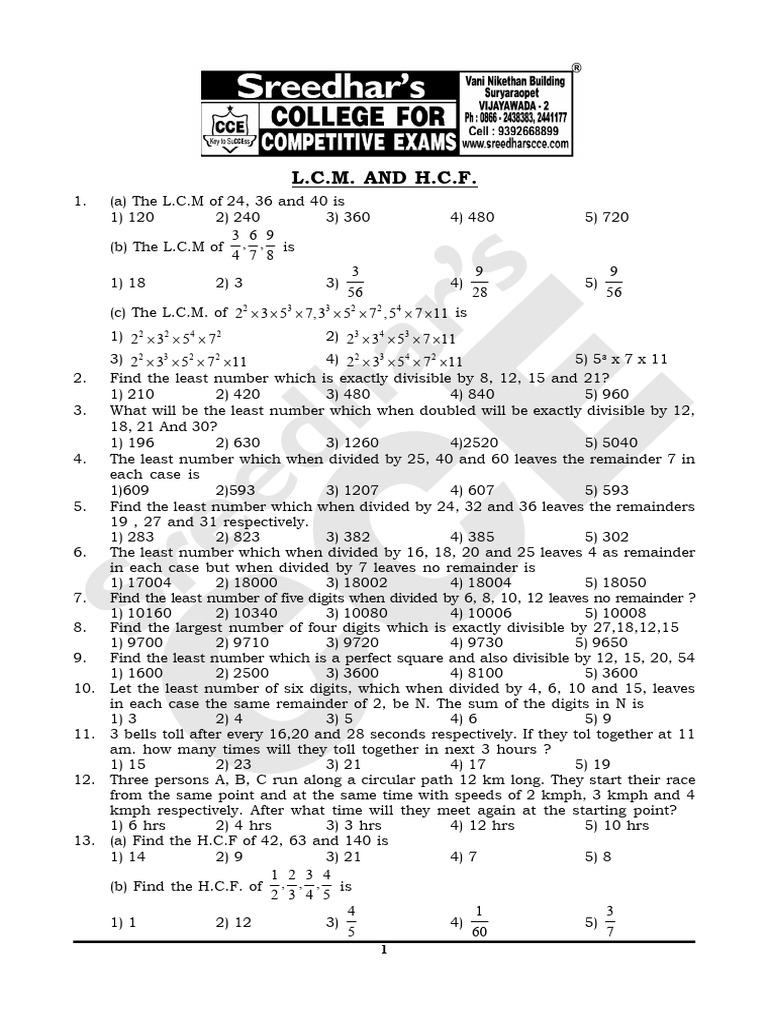Arithmetic_l.c.m. and h.c.f | PDF | Abstract Algebra | Discrete Mathematics