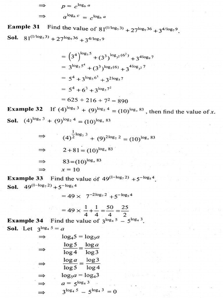 Logarithm Problem Solutions | PDF