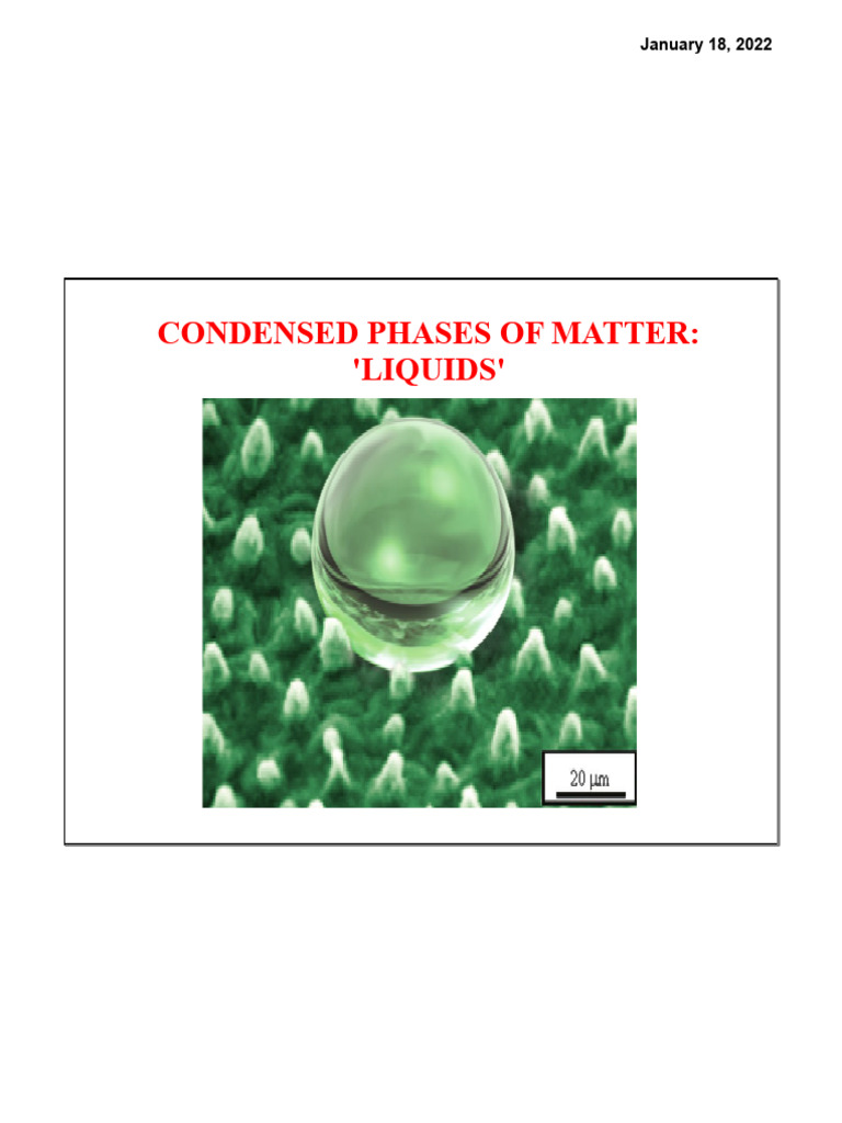 Lecture Notes - Condensed Phases of Matter - Liquids | PDF | Liquids ...