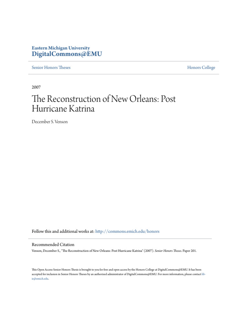The Reconstruction of New Orleans - Post Hurricane Katrina | PDF | Hurricane Katrina | New Orleans