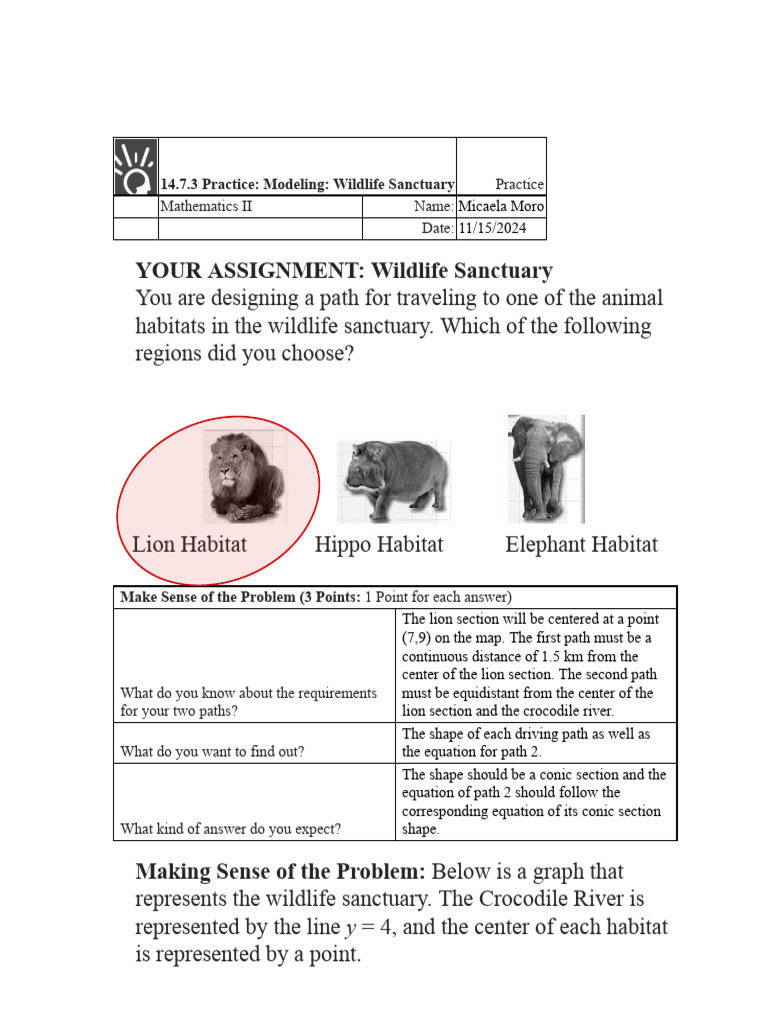14.7.3 Practice - Modeling - Wildlife Sanctuary (Practice) | PDF ...
