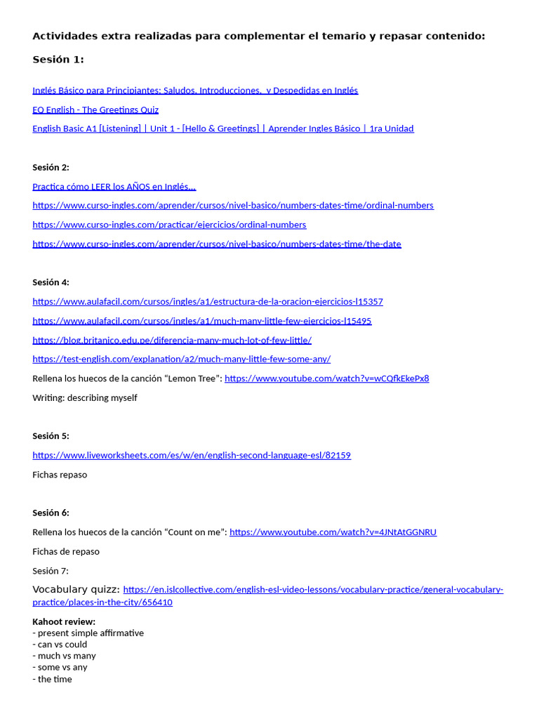 Actividades Extra | PDF