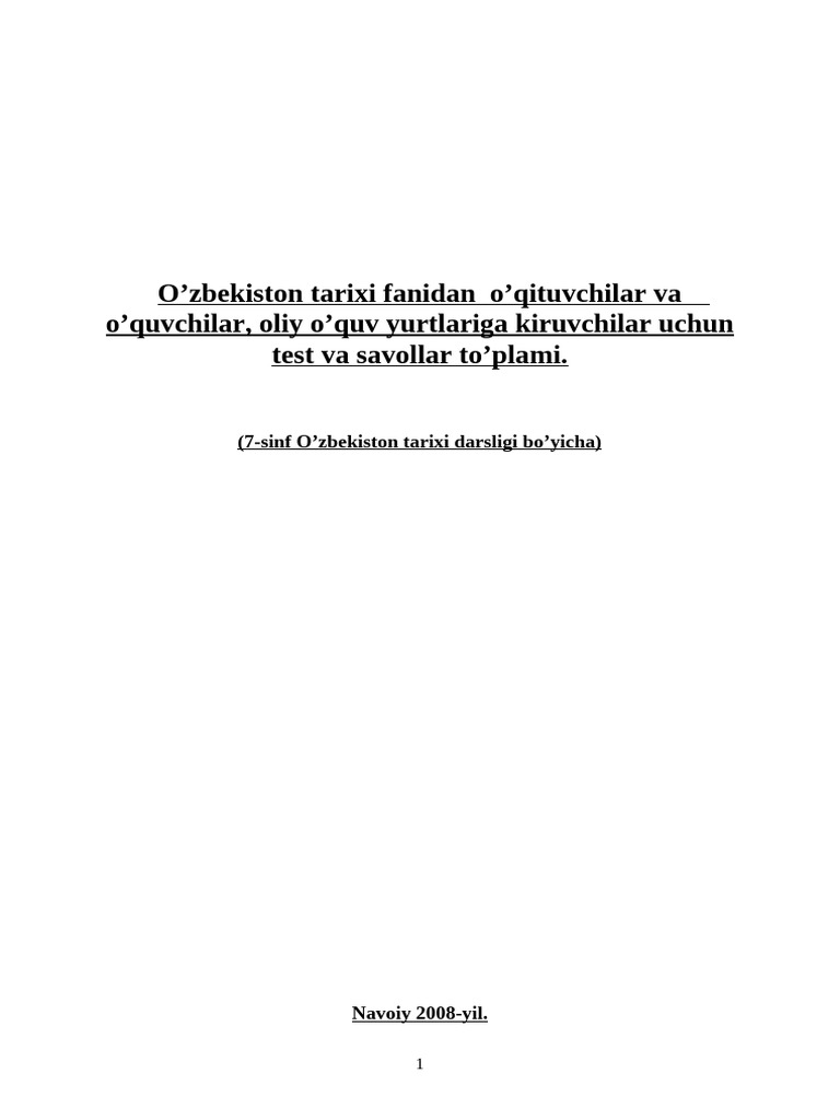 7 Sinf Tarix Fanidan Testlar 3 | PDF