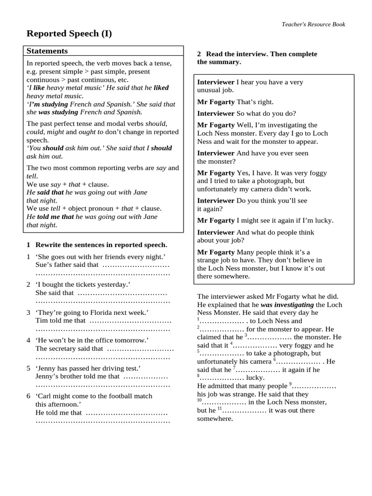 Reported Speech 2 | PDF | Verb | Languages