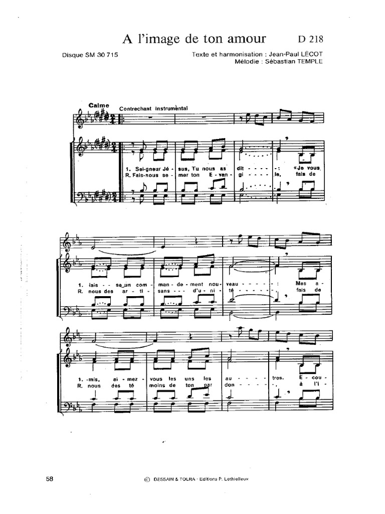 A L'image de Ton Amour (J.P.LECOT-S.TEMPLE) D.218 - Français | PDF