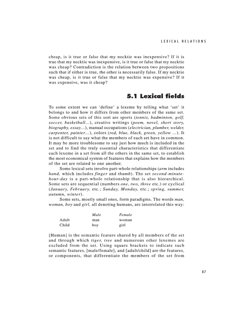 Reading On Semantic Lexical Fields | PDF