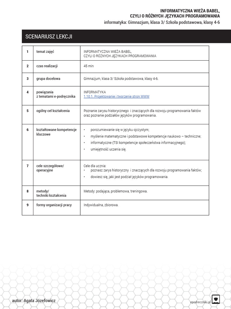 Scenariusz Lekcji | PDF