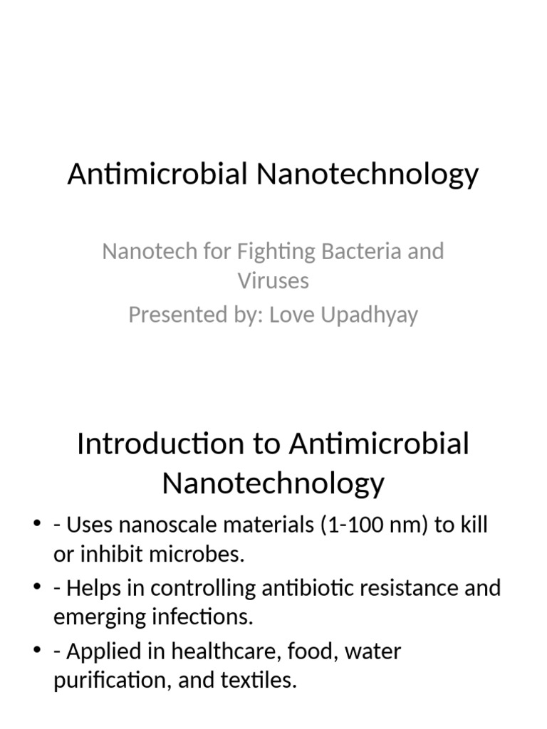 Antimicrobial Nanotechnology Presentation | PDF | Antimicrobial | Nanotechnology