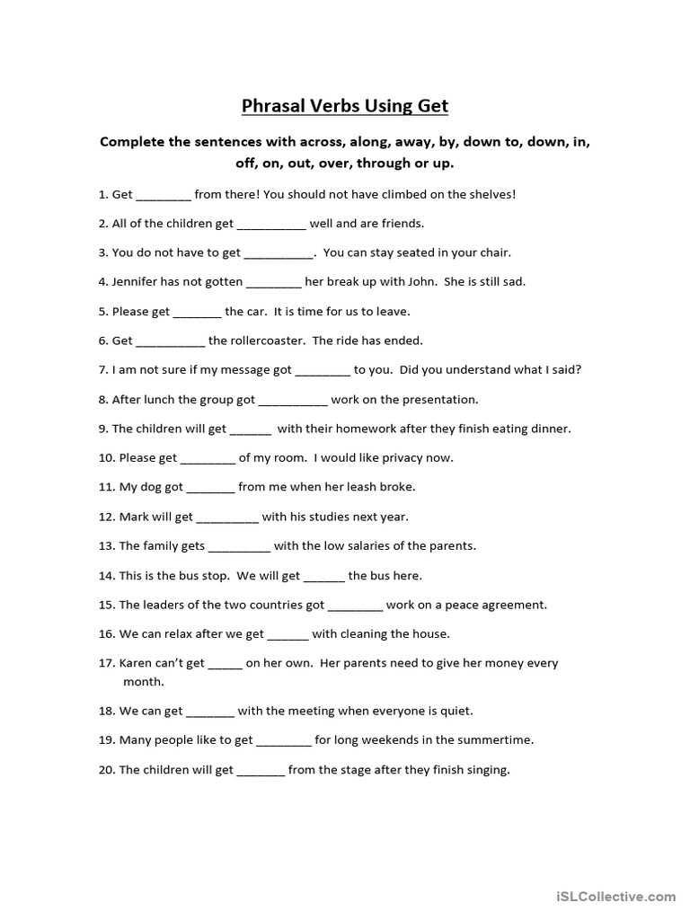Phrasal Verbs with "Get" Exercises | PDF
