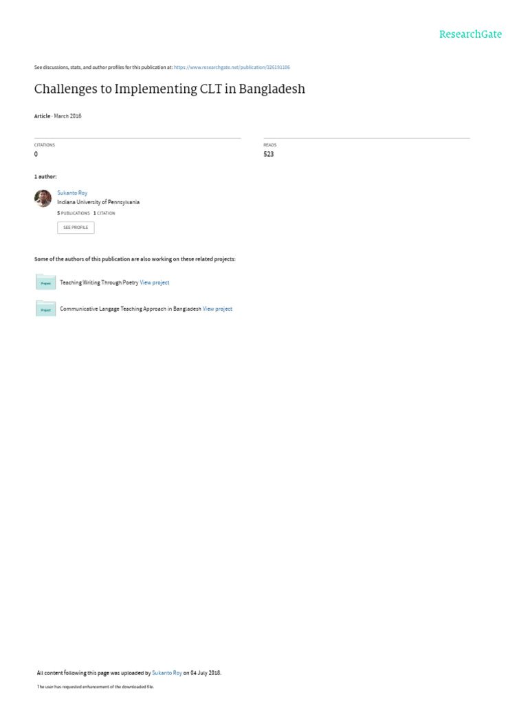 1 CLT Impt Challenges To Implementing CLT in Bangladesh-1 | PDF | Human ...