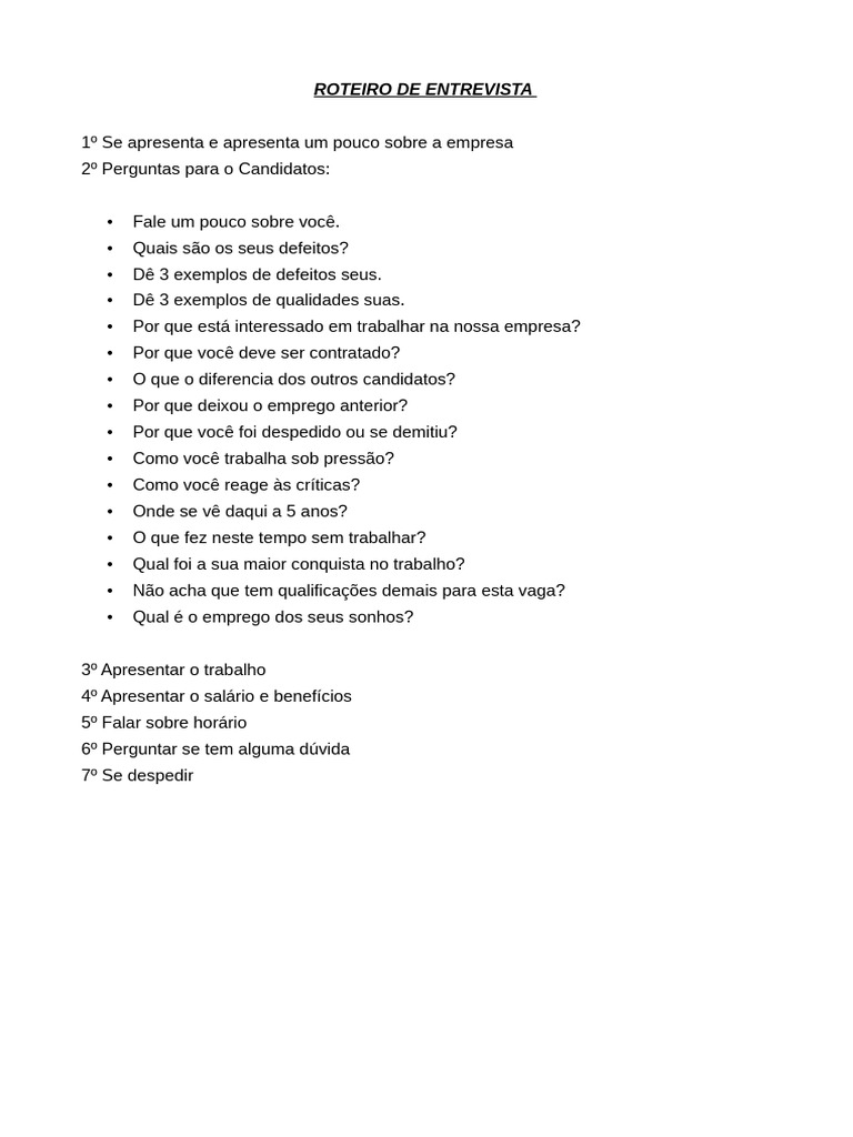 Roteiro de Entrevista | PDF