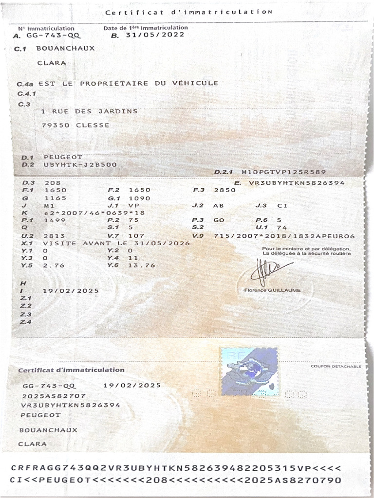 Carte Grise 208 | PDF