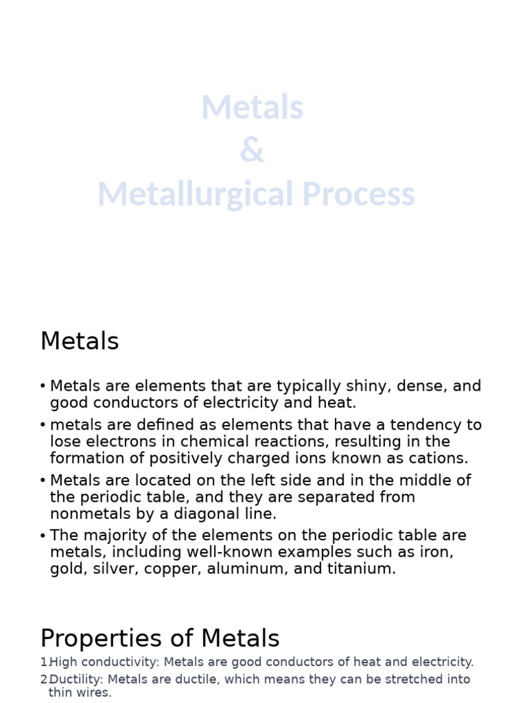 Metallurgical Processes Overview | PDF | Metals | Alloy