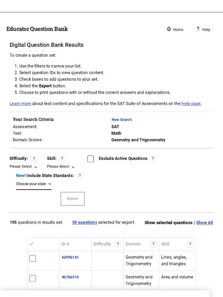 SAT Suite Question Bank - Results 1.01 | PDF | Triangle | Trigonometry