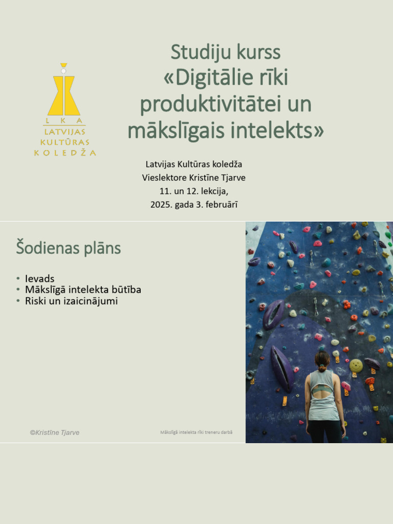 Digitālie Rīki Produktivitātei Un Mākslīgais Intelekts - 11. Un 12. Lekcija - 03.02.2025 ...