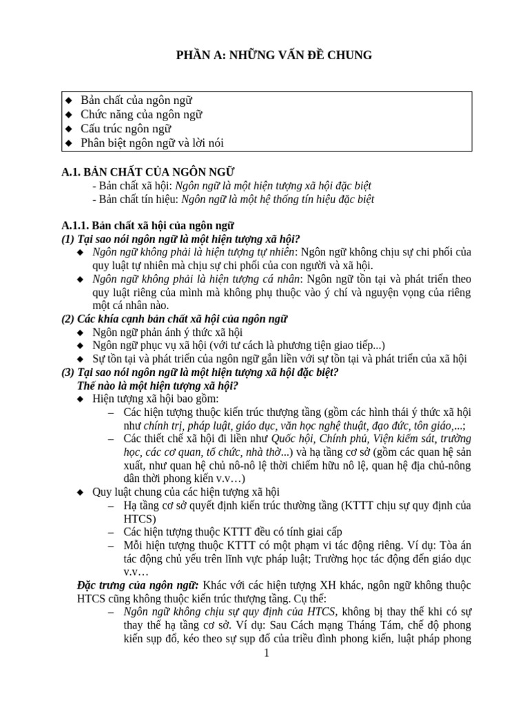 NOI DUNG ON TAP DAN LUAN NGON NGU HOC | PDF