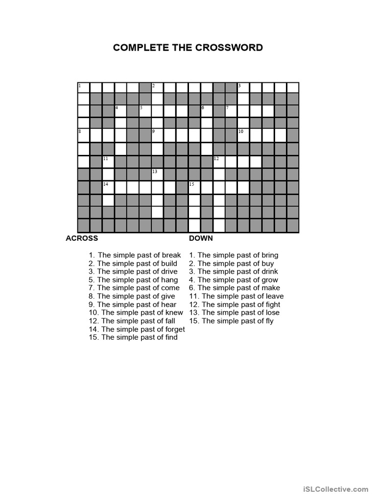 Two Crosswords For Irregular Verbs in Past Tense | PDF