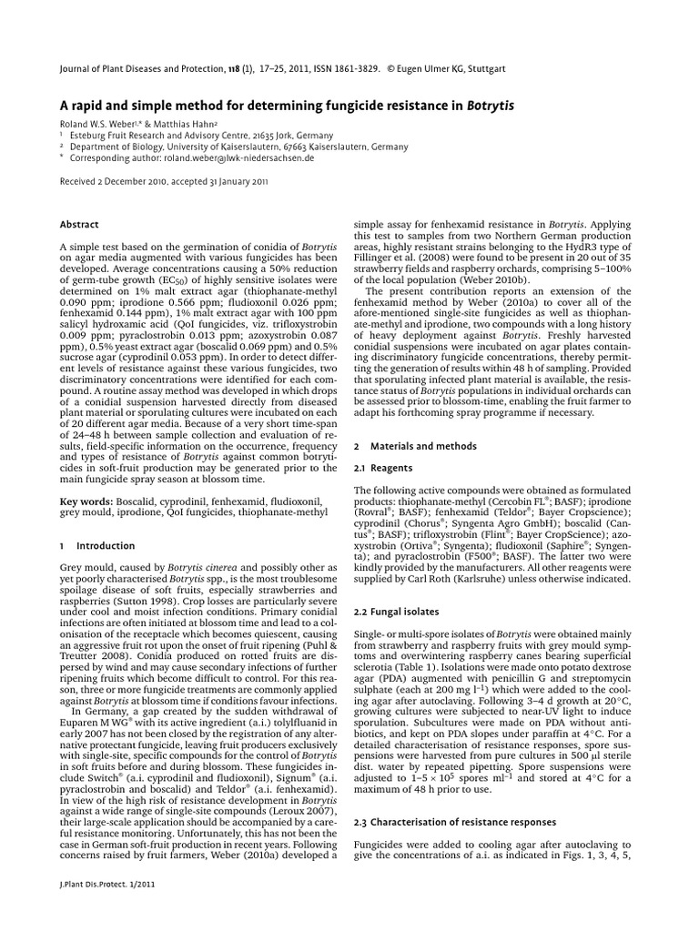 A rapid and simple method for determining fungicide resistance in ...